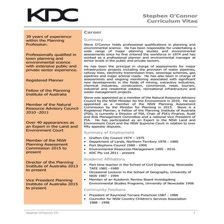 Stephen O'Connor - Curriculum Vitae - July 2016 | PDF