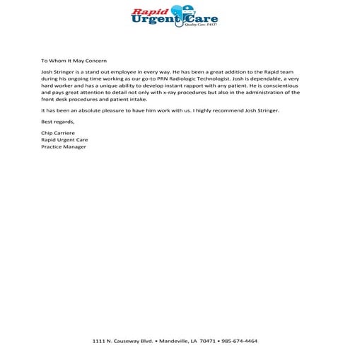 Josh- Recommendation letter | PDF