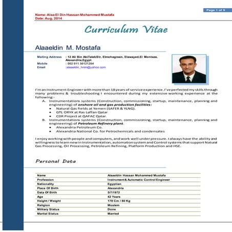CV ALAA HASSAN Aug, 2015 | DOCX | Civil Engineering Industry | Industries