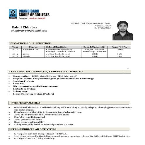 Resume Format 2016 | DOCX