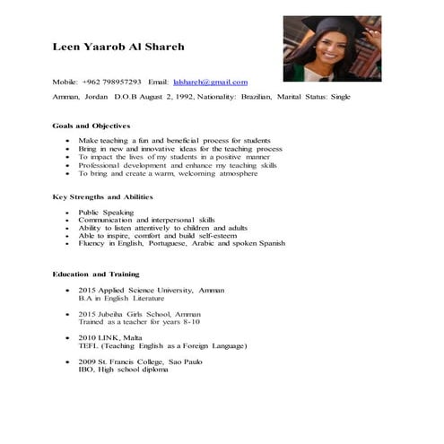 leen teaching cv | PDF