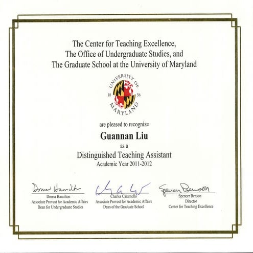 Distinguished Teaching Assistant Award | PDF