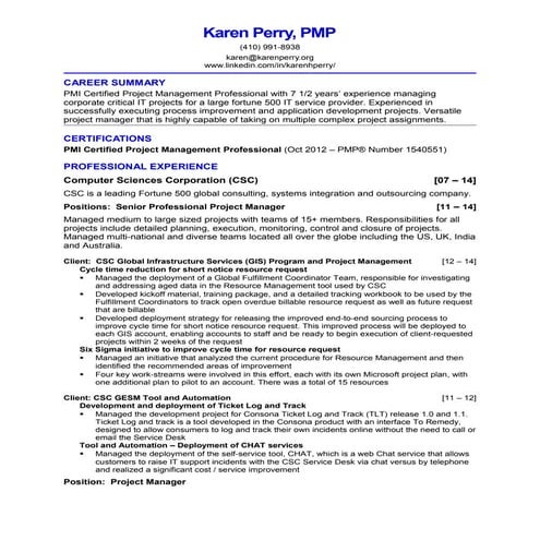 Karen_Perry_Resume linkedin | DOC | Business | Business and Finance