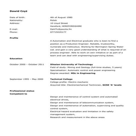 CV 2015 inżynierskie | DOC