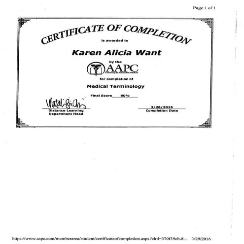 Medical Terminology Certificate | PDF