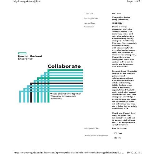 HPE Recognitions | PDF