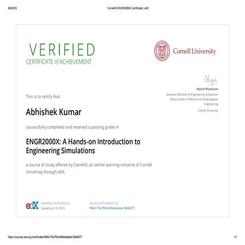 CornellX ENGR2000X Certificate _ edX | PDF