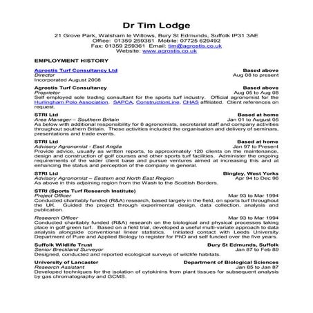Tim Lodge CV Jan 2015 | PDF