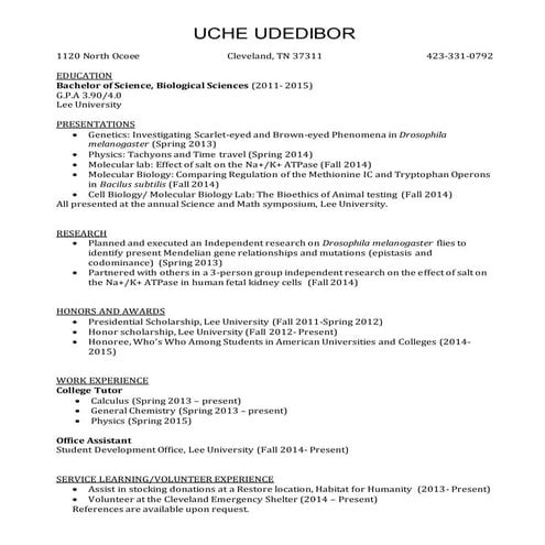 Uche Udedibor Curriculum Vitae | DOCX