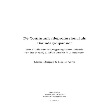 De Communicatieprofessional als Boundary-Spanner | PDF