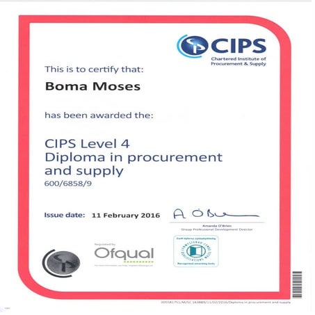 CIPS (Level4) Diploma in procurement and supply management | PDF