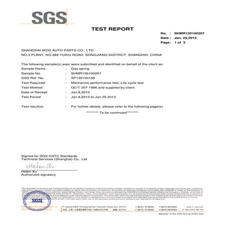 SGS 50000 times life cycle test report | PDF