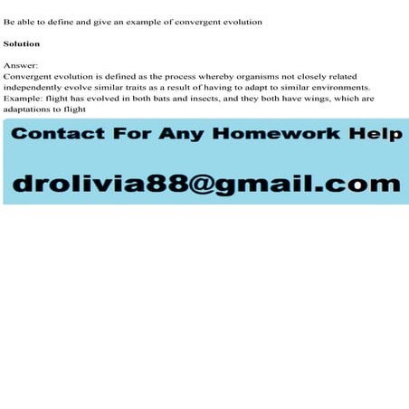 Be able to define and give an example of convergent evolutionSol.pdf