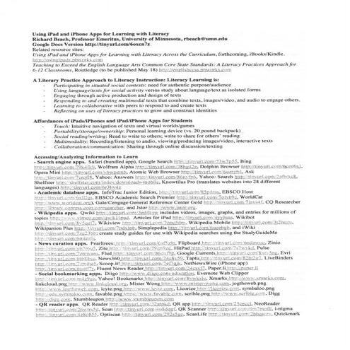 Using iPad & iPhone Apps for Learning with Literacy | PDF