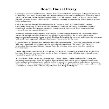Beach Burial Essay. Beach Burial - Kenneth Slessor - sludgeport473.web ...