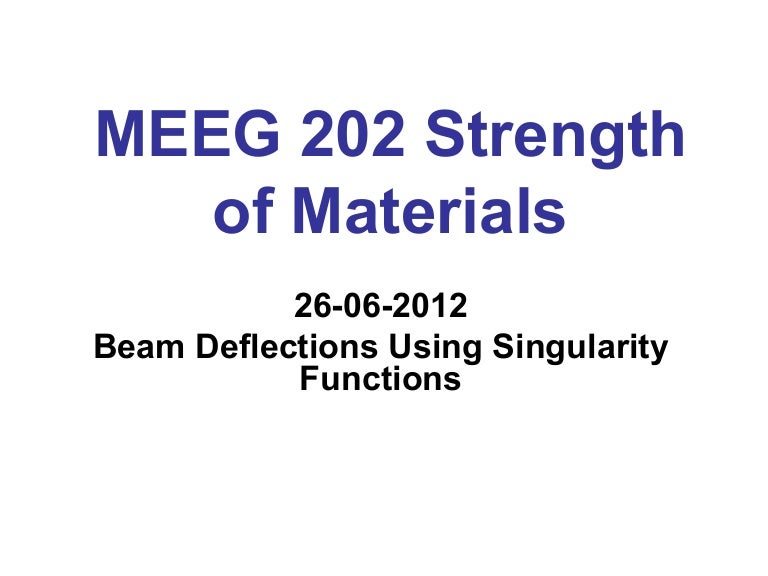 Beam Deflections Using Singularity Functions