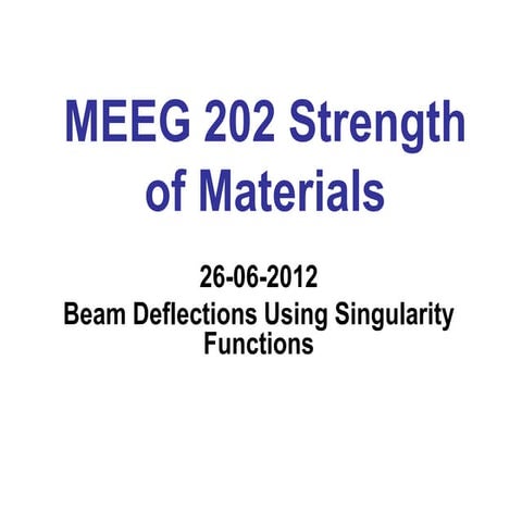 Beam Deflections Using Singularity Functions Pdf Physics Science