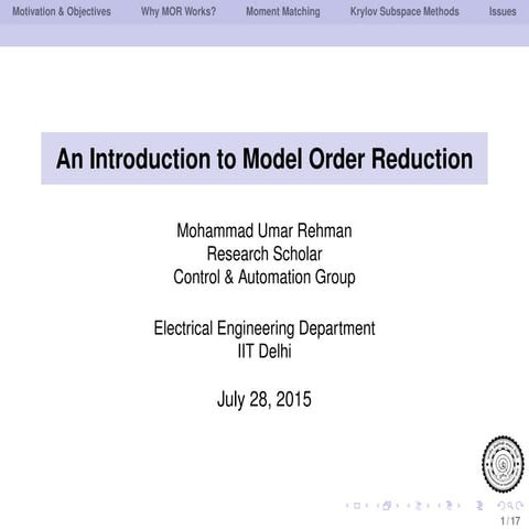 An Introduction to Model Order Reduction | PDF