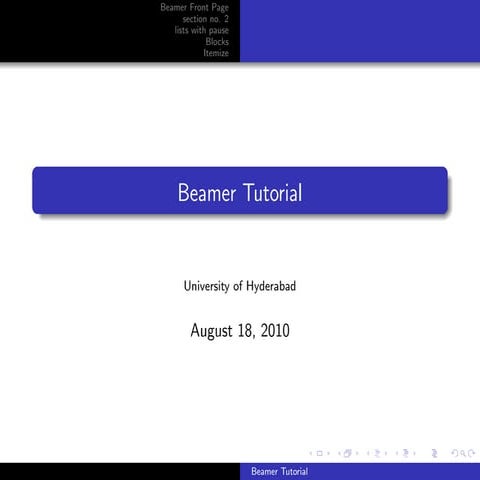 Beamer Tutorial Pdf