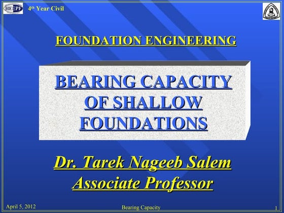 Bearing capacity of soil | PPTX