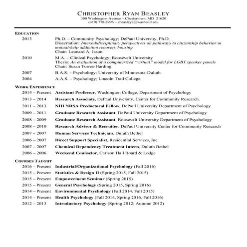 Christopher Beasley CV | PDF