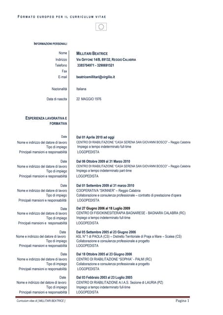 Curriculum vitae di Francesco Medica | PDF