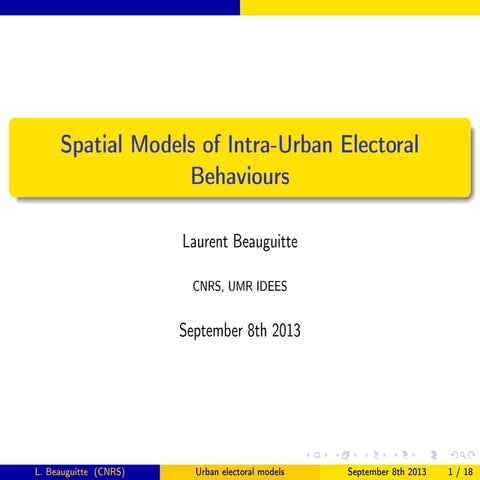 Spatial Models of Intra-Urban Behaviours | PDF