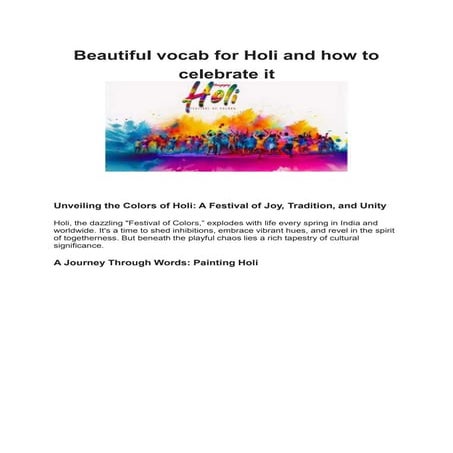 Beautiful-vocab-for-Holi-and-how-to-celebrate-it | PDF