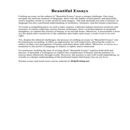 Beautiful Essays. Writing Example Essay Telegraph | PDF