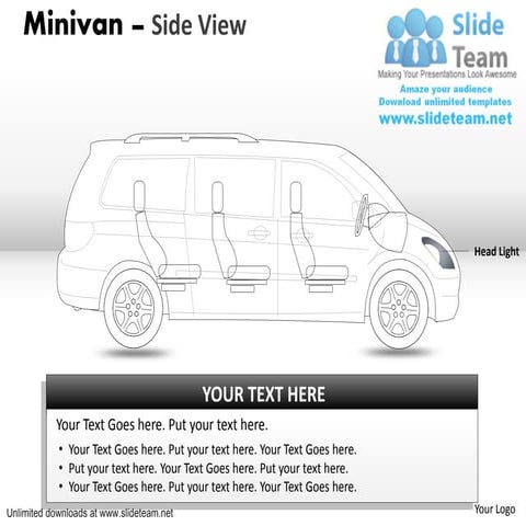 Classic blue minivan side view power point slides and ppt diagram templates