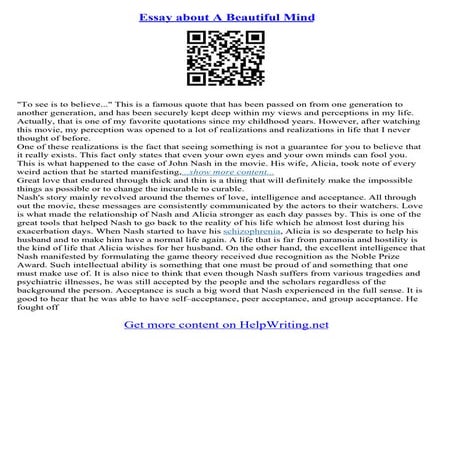 Beautiful Mind Essay | PDF