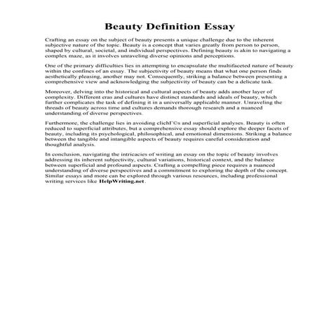 Beauty Definition Essay. Beauty Essay Hacks: Features, Structure, and ...