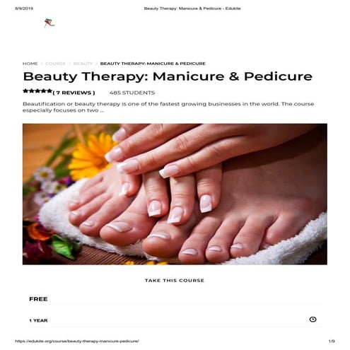 Beauty Therapy_ Manicure & Pedicure - Edukite | PDF