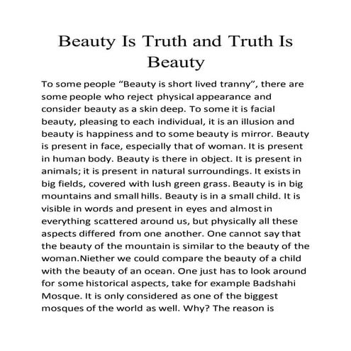 Beauty is truth and truth is beauty | PDF