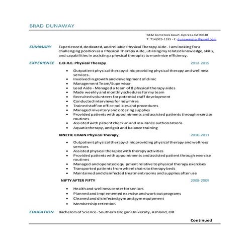 BRAD DUNAWAY Resume #3 | DOCX