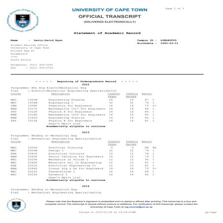 Official Transcript | PDF
