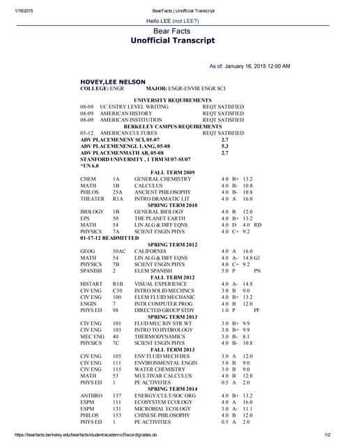 tcc transcript | PDF