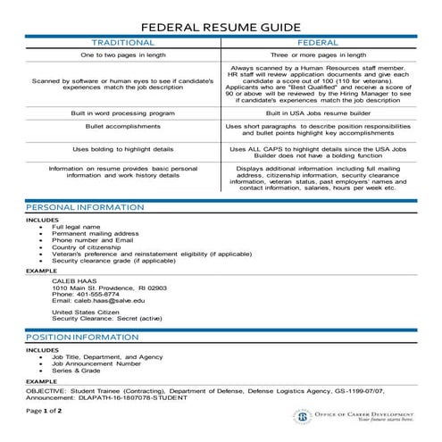 Federal Resume Guide | DOCX
