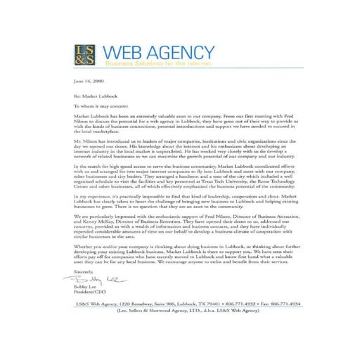 Bobby Lee LS&S Web Agency LOR | DOCX