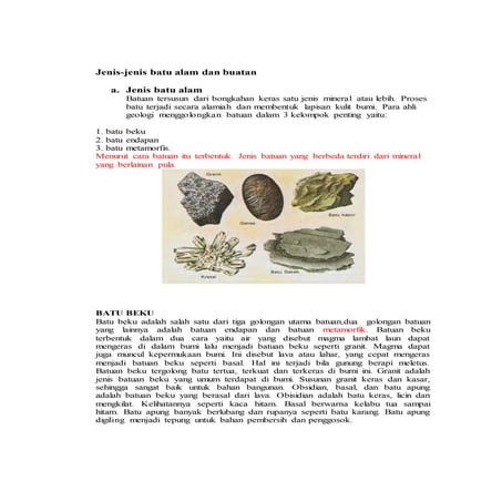 JENIS-JENIS BATU ALAM DAN BATU BUATAN | DOCX