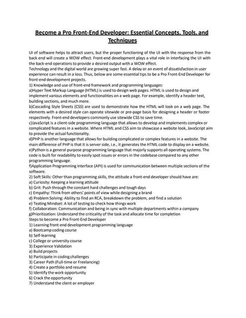 Front End Development Pdf Web Development Internet 0319