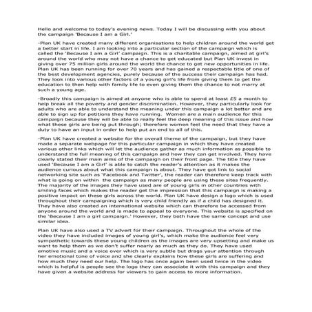 'Because I am a Girl' - Script | DOCX