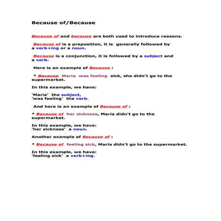 Because x because of | DOC