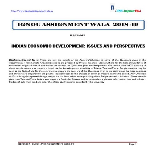 ignou Bece 002 solved assignment 2018 19 | PDF