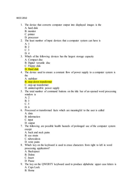 Beginning computer basics exercise | PDF