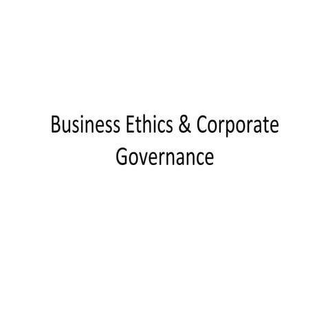 business ethics and corporate governance | PPT