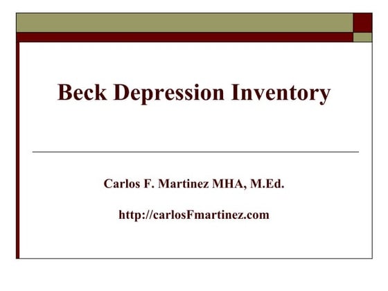 BECK YOUTH INVENTORY in psychological testing | PPT