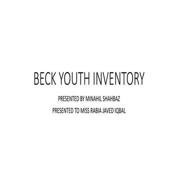 BECK YOUTH INVENTORY in psychological testing | PPTX | Mental Health ...