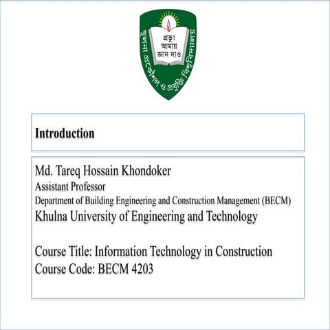 Information Technology in Building Construction | PPT