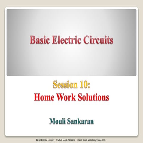 Basic Electric Circuits Session 10 Homework solutions | PPT